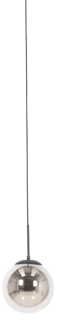 Závěsná lampa Art Deco černá s kouřovým sklem vč. 1-fázového kolejnicového adaptéru - Slimline Flore