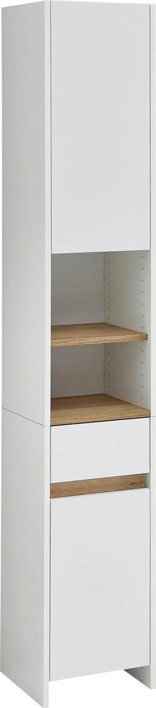 XXXLutz VYSOKÁ SKŘÍŇ, bílá, barvy dubu, bílá, 32,4/182,8/32,2 cm Xora - Online Only koupelnové skříňky - 001977028403