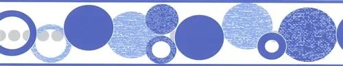 Samolepící bordura D58-017-3, rozměr 5 m x 5,8 cm, kruhy modré, IMPOL TRADE