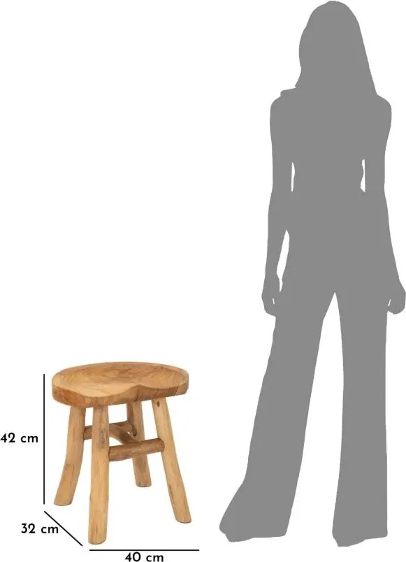 Stolička Teak 42 cm z masivu hnědá