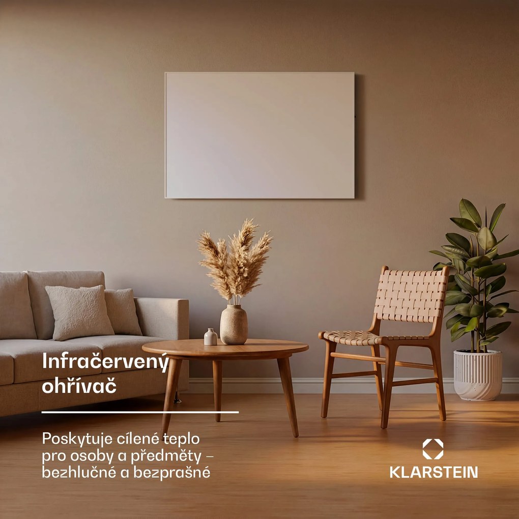 Klarstein Wonderwall 960 Smart, infračervený ohřívač, 80 x 120 cm, 960 W, týdenní časovač, IP24, bílý