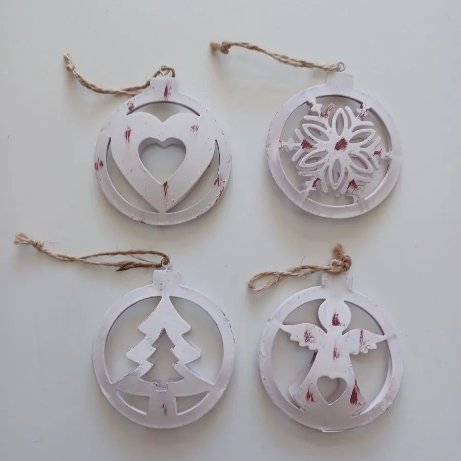 Vánoční ozdoba na stromeček anděl, 9,5 × 8 cm, kovová s patinou, k zavěšení