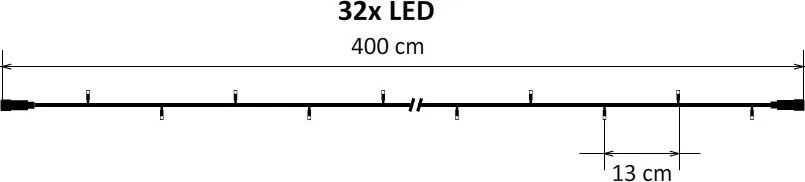 Hobby Line LED světelný řetěz, venkovní, 4 m, modrý, 32 diod, tmavě zelený kabel, IP44, prodlužovací