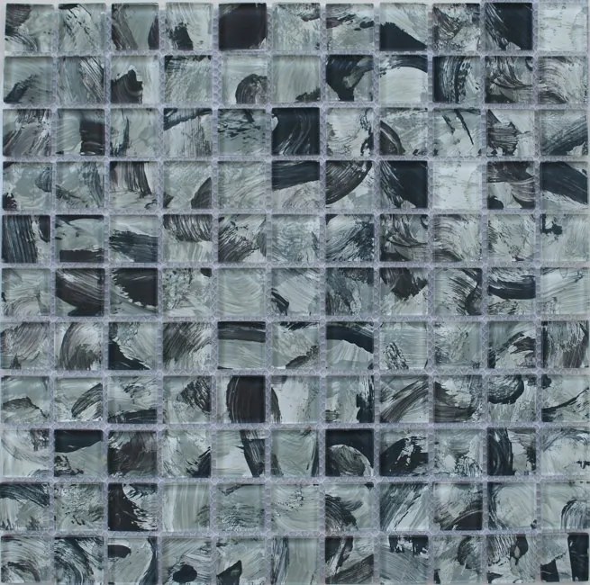 Maxwhite JSM-CH016 Mozaika skleněná, šedá, černá 29,7 x 29,7 cm