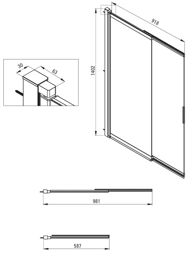 Deante Prizma, posuvná, skládací vanová zástěna 100x140 cm, 5mm čiré sklo, grafitový profil, DEA-KTJ_D73R