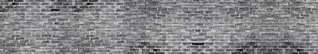 DIMEX | Fototapeta do kuchyně Šedá cihlová zeď KI-350-300 | 350 x 60 cm | šedá, černá