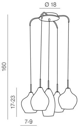 Azzardo AZ3172 - Lustr na lanku MILANO 5xG9/40W/230V