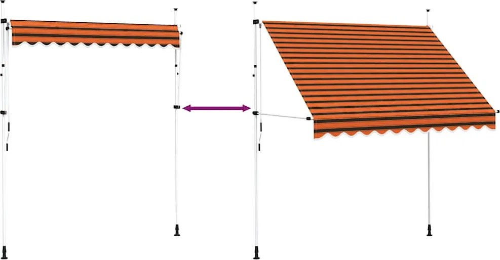 Ručně zatahovací markýza 250 cm oranžovo-hnědá 145837