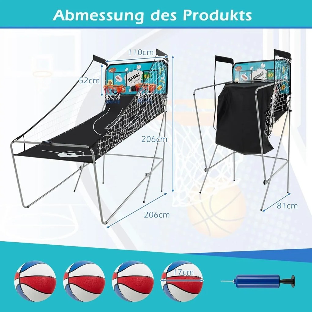 Costway 8 v 1 Basketbalový stroj Skládací elektrický basketbalový