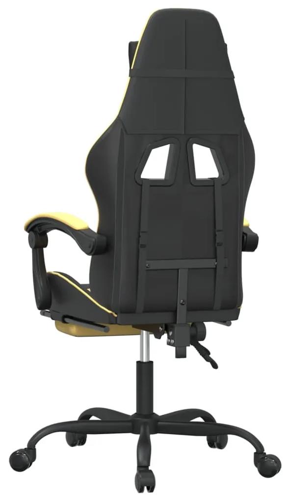 Otočná herní židle s podnožkou černá a zlatá umělá kůže - Default Title