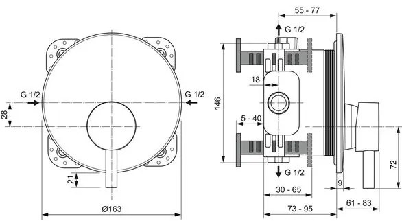 Ideal Standard Ceraline Sprchová podomítková baterie ECO, bez tělesa, černá mat A7388XG