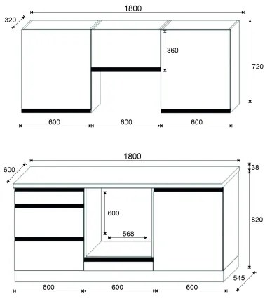 Kuchyňská linka MARINA 180 cm dub craft