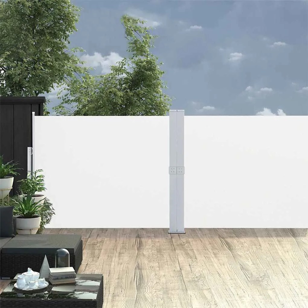 Zatahovací boční markýza / zástěna 140 x 1200 cm krémová 313388