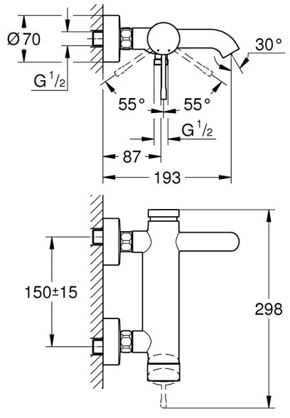 GROHE 33624DL1 - Vanová baterie ESSENCE 193 mm bronzová