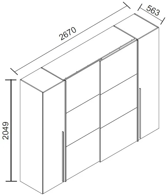 Šatní skříň Maturs, 267 cm, bílá