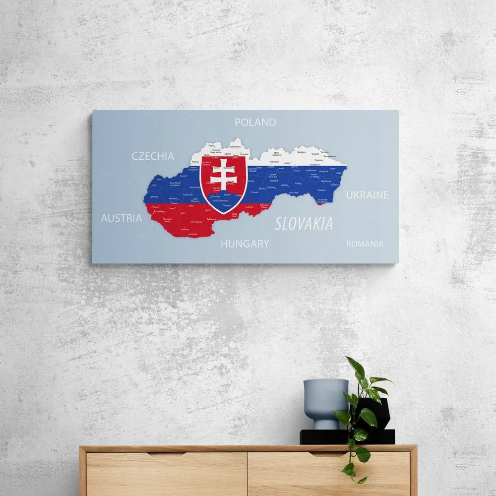 Obraz mapa Slovenska se státním znakem a okolními státy