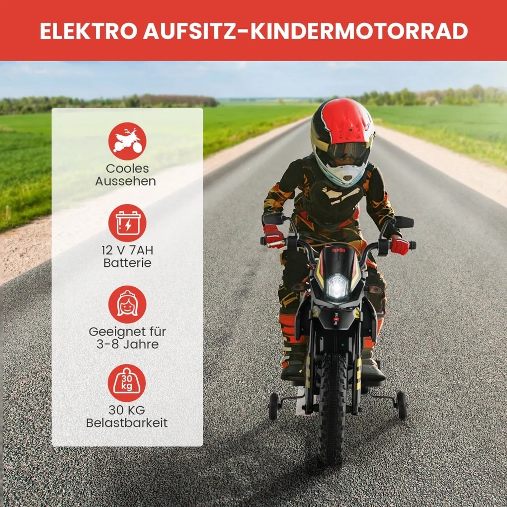 Costway 12 Dětský elektromotocykl V s tréninkovými koly Licencovaný elektrický
