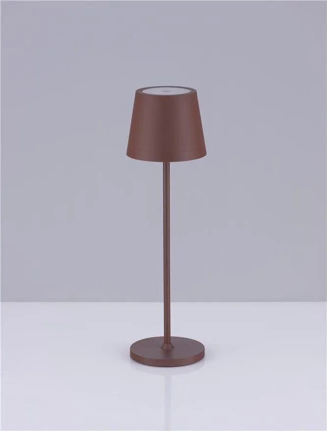 NV 9223403 Venkovní stolní lampa SEINA hnědý hliník a akryl LED 2W 2700K 5V DC IP54 vypínač na těle nabíjecí s PG základnou nebo USB C kabelem - NOVA LUCE