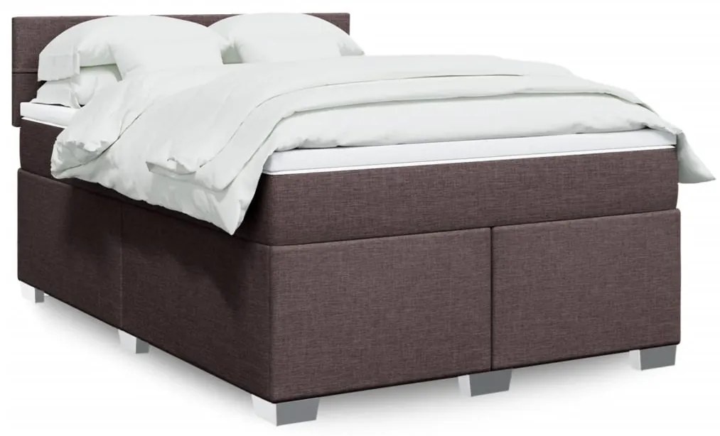 Box spring postel s matrací tmavě hnědá 140x190 cm textil 3288186