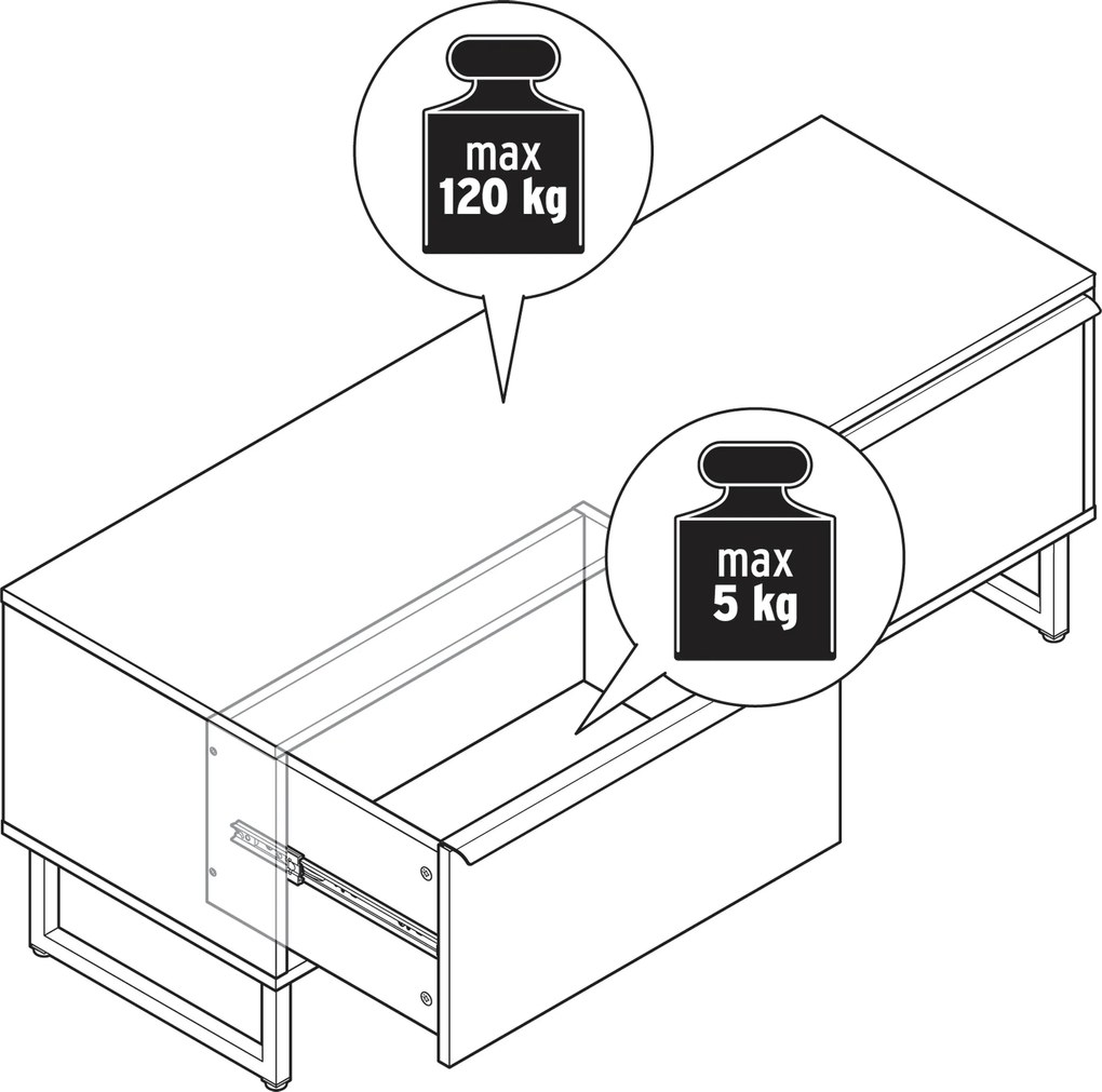 Tchibo - Lavice »Leeg« se 2 zásuvkami - barva: šedá