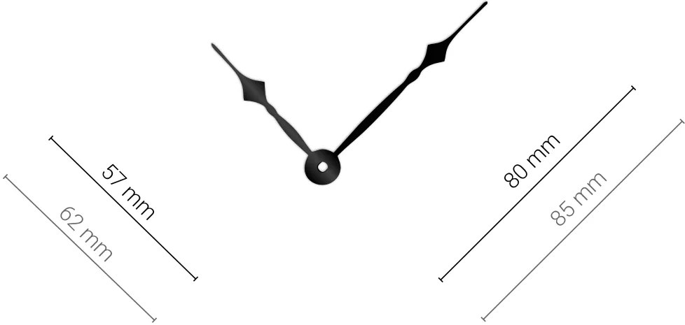 Střední černé hliníkové ručičky na hodiny Antik 80 mm | 57 mm