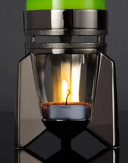Mathmos Fireflow R1 Black, originální lávová lampa černá s čirou tekutinou a černou lávou, pro čajovou svíčku, výška 24cm