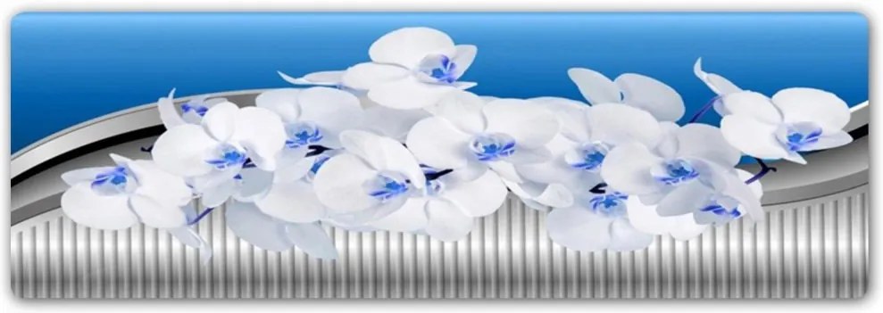 CARO Kovový obraz - White Orchid 90x30 cm