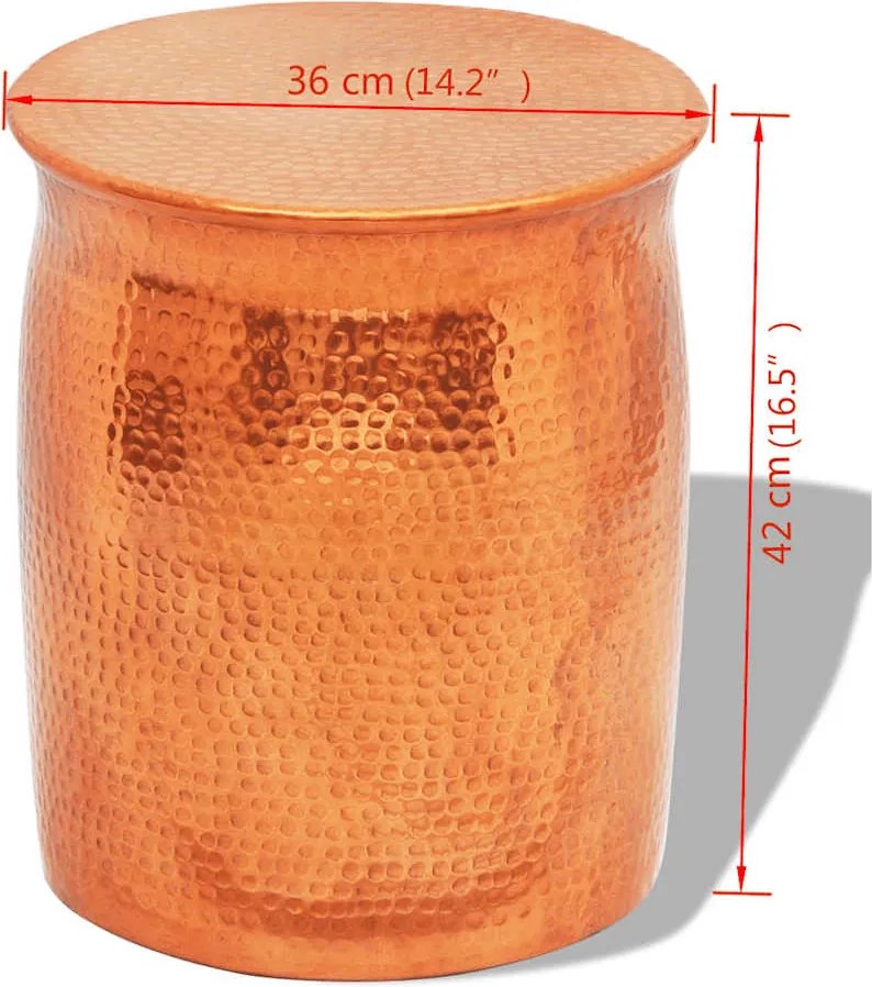 Tepaná hliníková stolička / odkládací stolek barva mědi/mosazi 242325