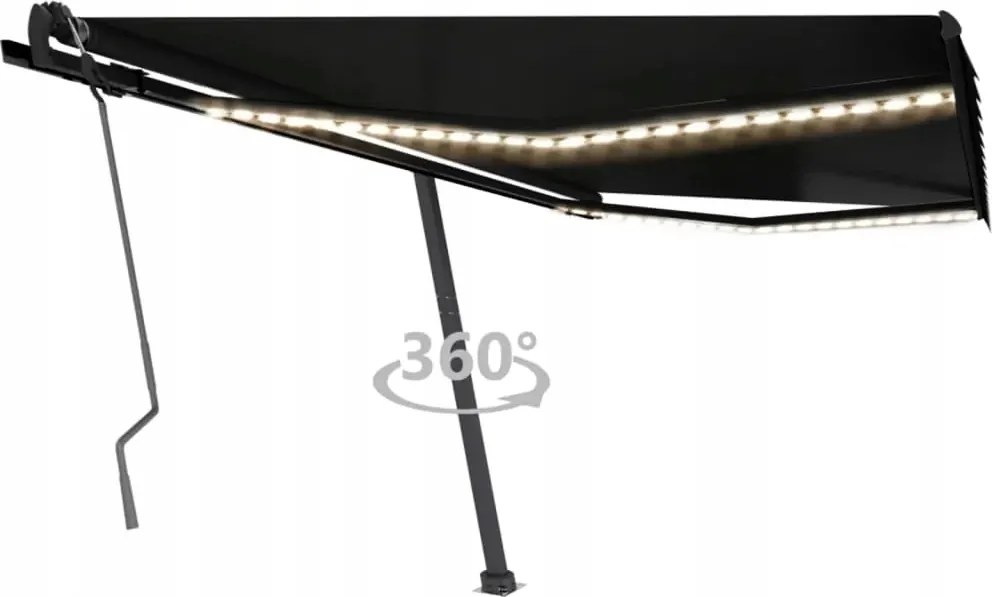 Fionshop 262777735 Ručně zatahovací markýza s Led světlem 400 x 350 cm an