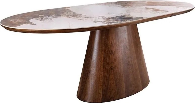 Oválný rozkládací jídelní stůl Parthenia 160-200 cm přírodní kámen