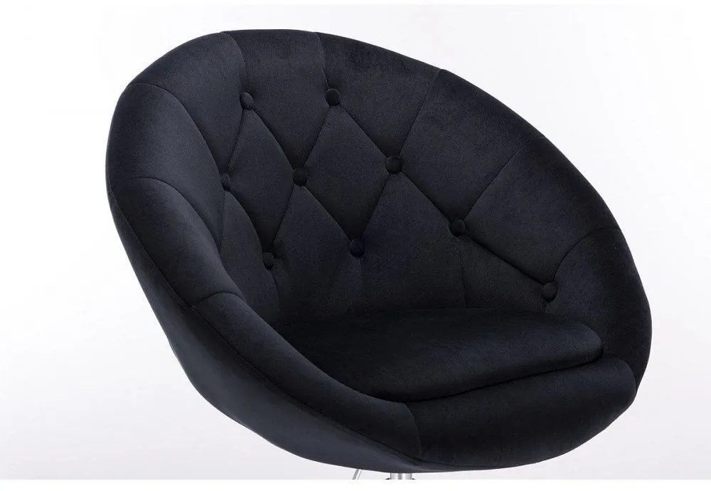 LuxuryForm DESIGN Barová židle VERA VELUR na stříbrné kulaté podstavě - černá