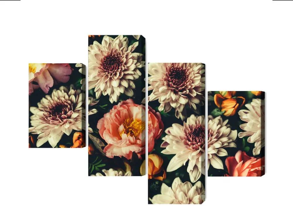 Vícedílný obraz Různé Barevné 3D Květiny Nedostatek Nedostatek Přírodní plátno 120x75