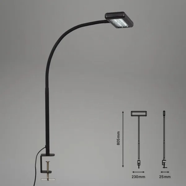 Brilo - LED Flexibilní stolní lampa s klipem TRASNA LED/7,5W/230V černá