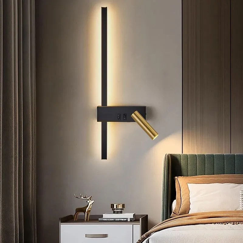 Toolight Toolight, LED nástěnné svítidlo 8W 4000K APP1439-W, černá-zlatá, OSW-02440
