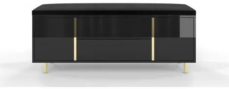 Komoda SKANDICA CAROLINE 137,5 cm, černá a zlaté kovové nohy SKANDICA 5717
