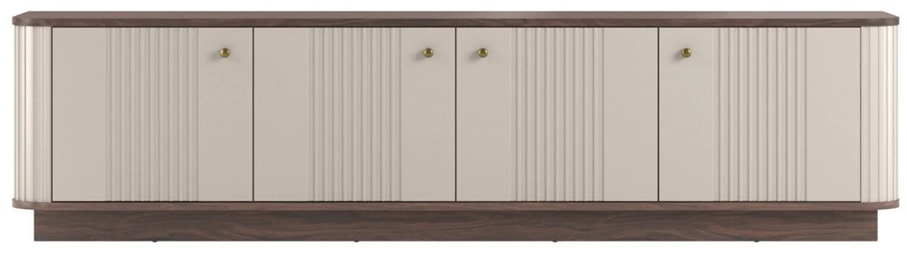 TV stolek Vesper 4D 187 cm - kašmír / ořech / zlaté úchyty