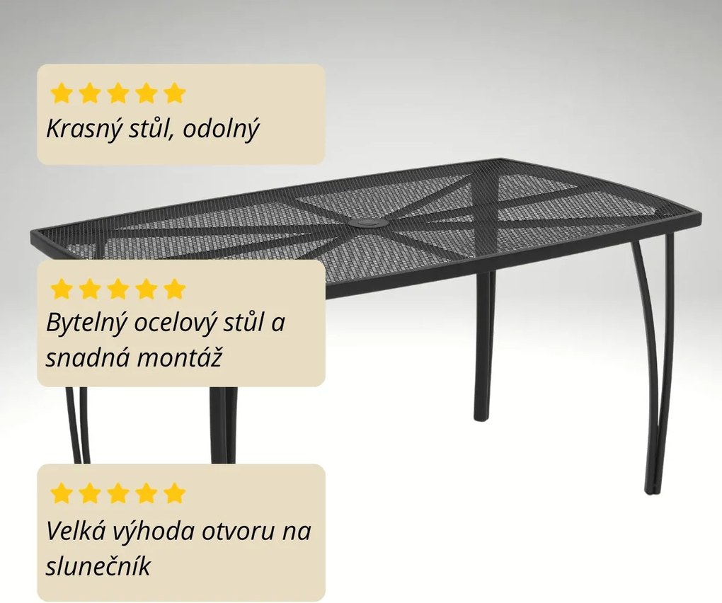 Vikio Zahradní kovový stůl 150x90cm V125C černá