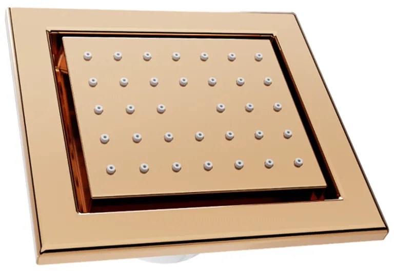 Mexen - podmítková sprchová tryska, čtvercová, 130x120 mm, růžová-zlatá, 79365-60
