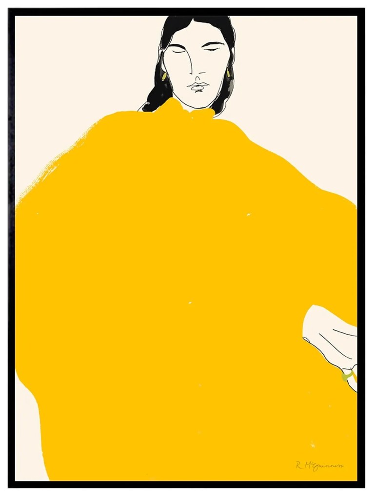 THE POSTER CLUB Autorský plakát Yellow Dress by Rosie McGuinness 50 x 70 cm, žlutá barva, papír