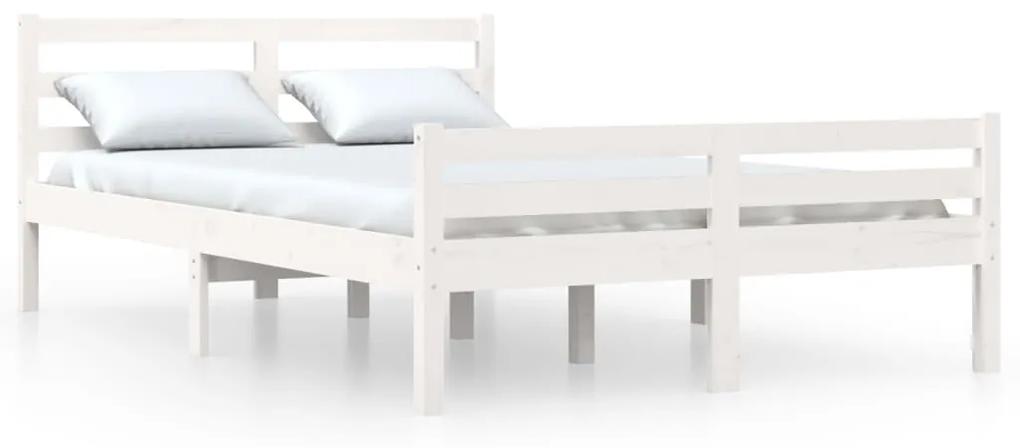 814795 vidaXL Rám postele bílý masivní dřevo 135 x 190 cm dvojlůžko