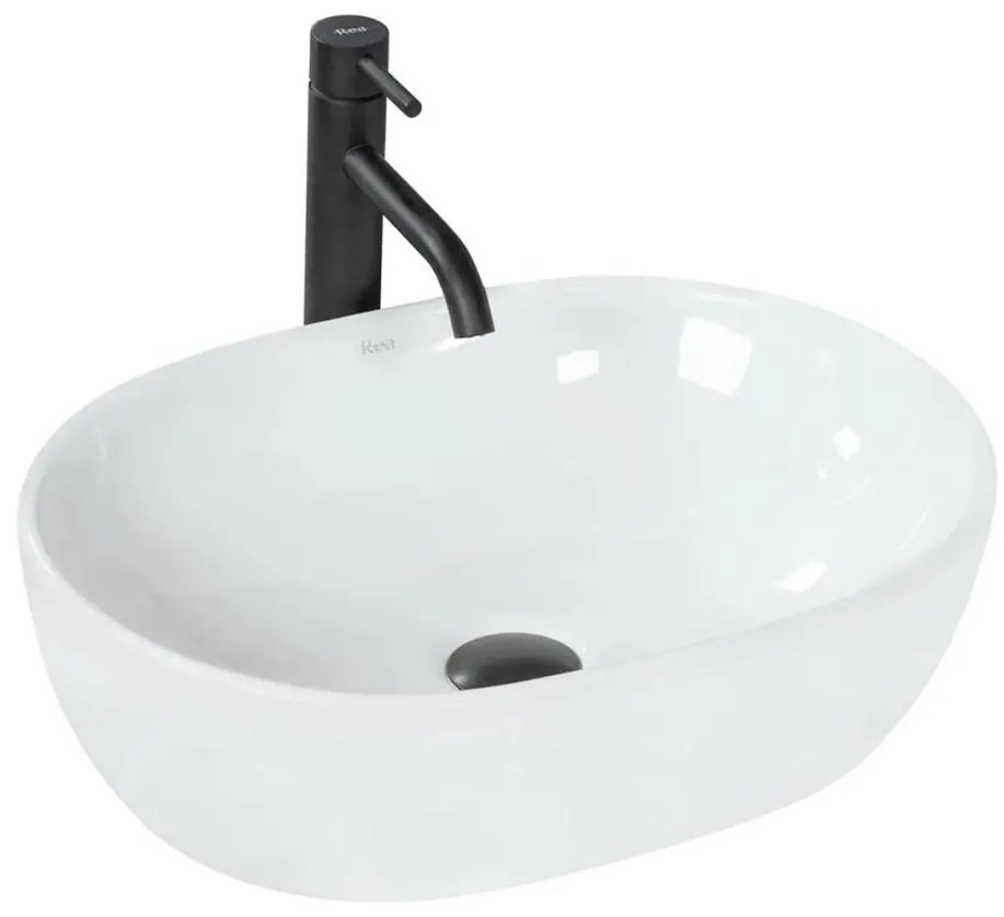 REA-U0416 - Umyvadlo na desku AMELIA 34,5x48 cm keramika/lesklá bílá REA-U0416
