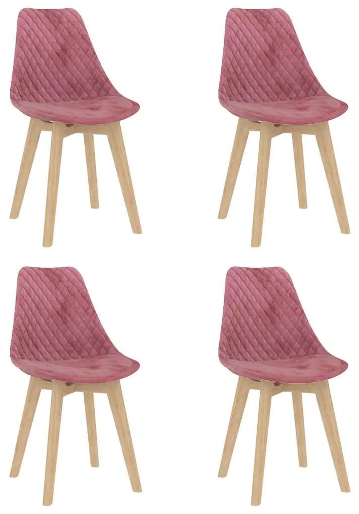 289159 vidaXL Jídelní židle 4 ks růžové samet