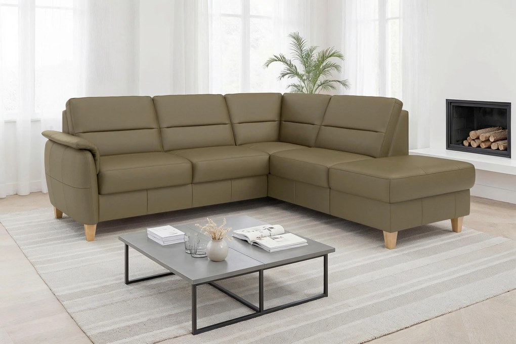 XXXLutz ROHOVÁ SEDAČKA, kůže, olivově zelená Sit & More - Sedací soupravy - 00014403328F