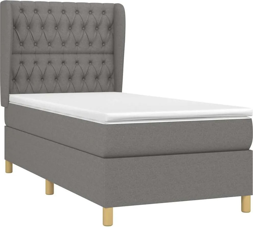 Box spring postel s matrací tmavě šedá 90x200 cm textil 3128734