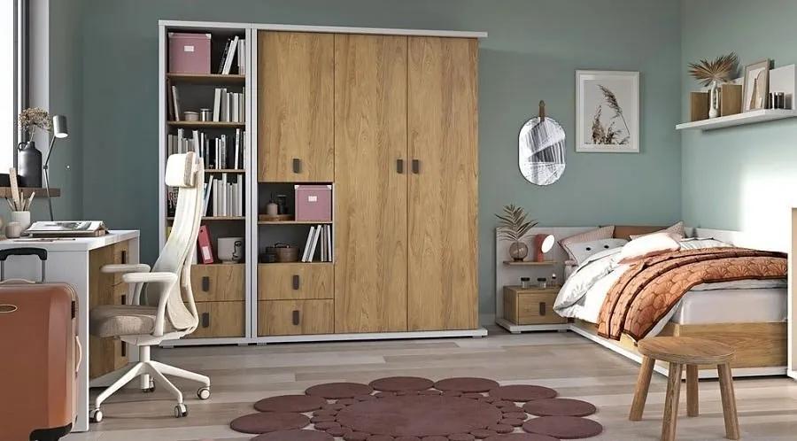 Casarredo - Komfort nábytek Dětská postel SOMAS 09L, 90x200 s úložným prostorem, levá, bílá/ořech natural
