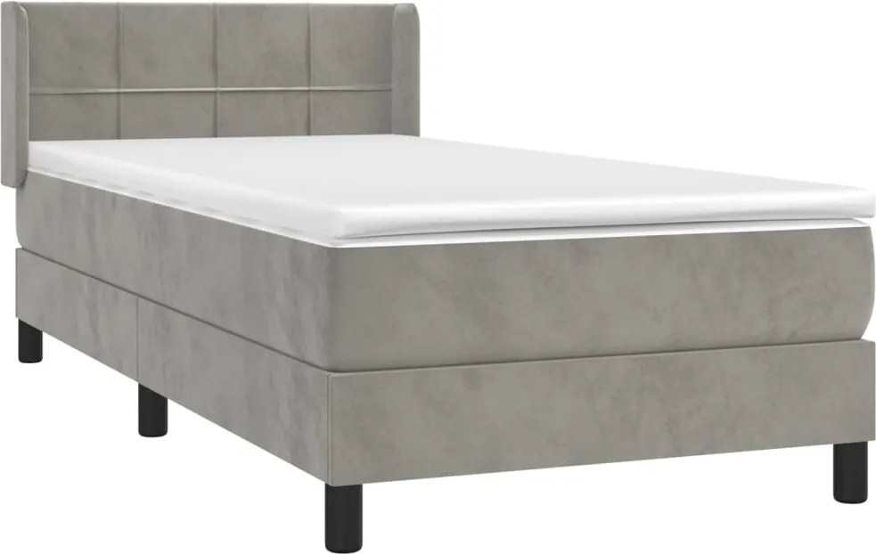 Box spring postel s matrací světle šedá 100x200 cm samet 3130943