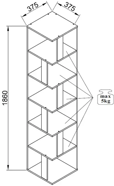 Rohový regál s přihrádkami Corner Shelf, bílý | BIANO