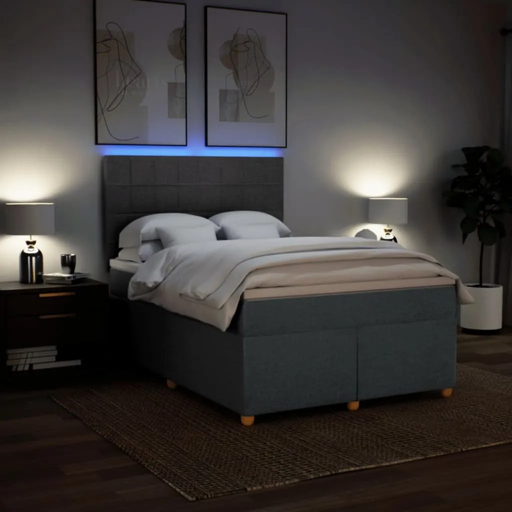 Box spring postel s matrací tmavě šedá 140x200 cm textil 3293604
