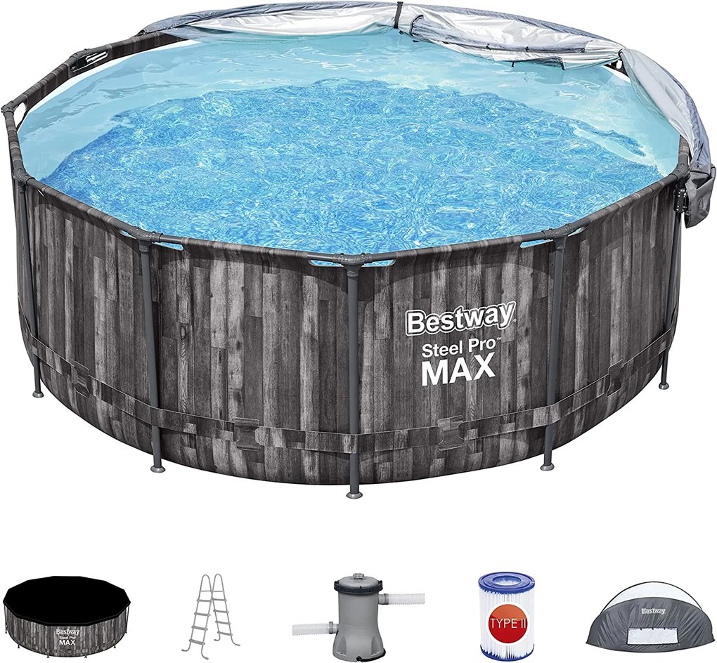 BESTWAY Steel Pro Max Bazénový set 366 x 122 cm, kartušová filtrace + zastřešení 5619K