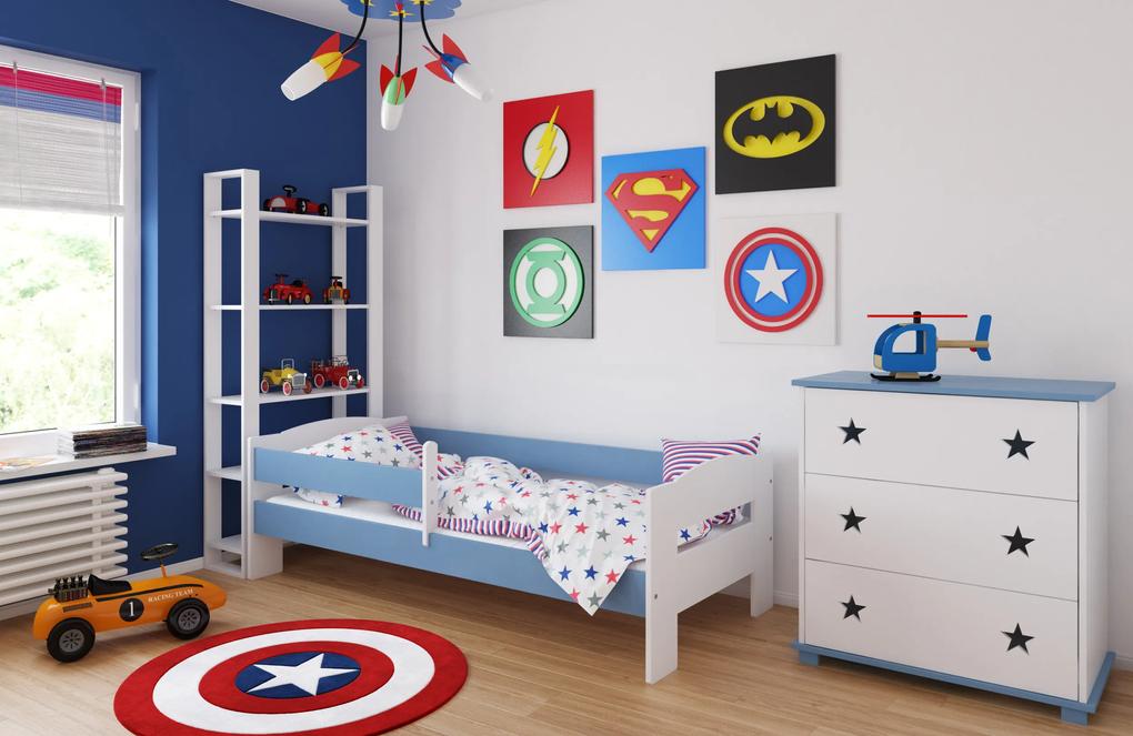 BabyBeds Dětská postel ADAS Velikost postele: 160x80 cm, Barevné provedení: Modrá, Úložný prostor: Ne, bez úložného prostoru Bílá